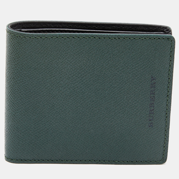 Burberry | Bags | Burberry Dark Green Leather Bifold Wallet | Poshmark